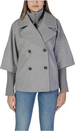 Jacqueline de Yong Jacqueline de Yong, Femme, Manteaux, Gris, Taille: 40 FR Manteau 3/4 &agrave; col en V
