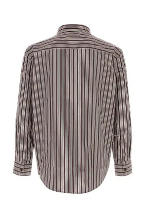 Saint Laurent Mens Embroidered Poplin Shirt Marroncraie Exterior: Cotton Camicie