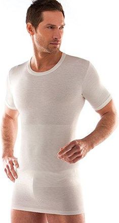 Liabel Art.03828/P25 Lot de 3 t-shirts pour homme, manches et col rond 100 % coton, Blanc, Large