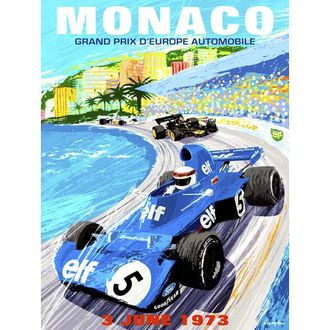 Wee Blue Coo Vintage Advert Motor Sport Monaco Grand Prix 1973 Art Print Poster Wall Decor Kunstdruck Poster Wand-Dekor-12X16 Zoll