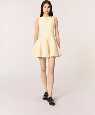 Maje Robe Courte En Tweed - Jaune - Taille 42 - Maje