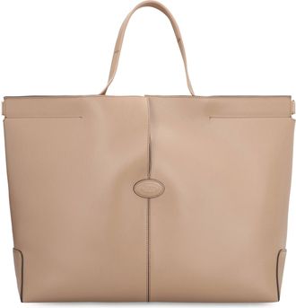 Tod's Womens Folio Leather Tote Brown Calf Bags