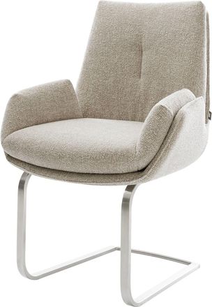 DELIFE Schwingstuhl Clea-Flex Freischwinger flach Edelstahl Webstoff Soft Beige