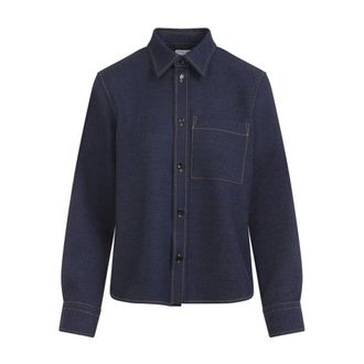 Bottega Veneta Homme, Chemises, Bleu, Taille: L Wool Drill Shirt