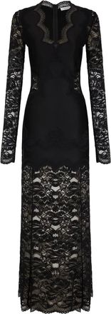 Paco Rabanne long-sleeve lace maxi dress - Schwarz