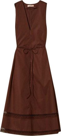 Twinset Femme, Robes, Brun, Taille: 38 FR Longue Robe en Popeline