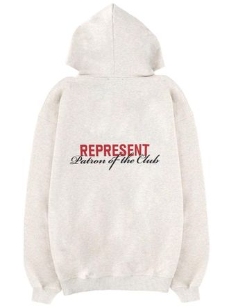 Represent Logo-Embroidered Cotton Sweatshirt - Beige