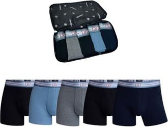 CR7 Cristiano Ronaldo CR7 Underwear Lot de 5 boxers pour homme en coton avec sac de voyage Multicolore, Noir, bleu, gris, M