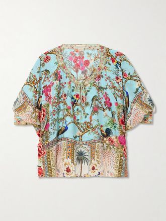 Camilla Blouse En Cr&ecirc;pe De Soie Imprim&eacute; &Agrave; Ornements Et &Agrave; Liens Sultans And Queens - Multicolore