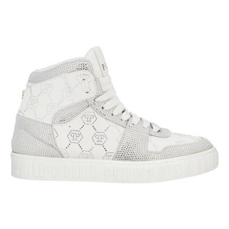Philipp Plein unisex, Chaussures, Blanc, Taille: 37 EU Baskets Hautes Carson Monogram Strass
