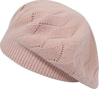 ZLYC Béret Français Réversible en Cachemire de Couleur Unie pour Femmes et Filles(Rose uni.),Taille Unique