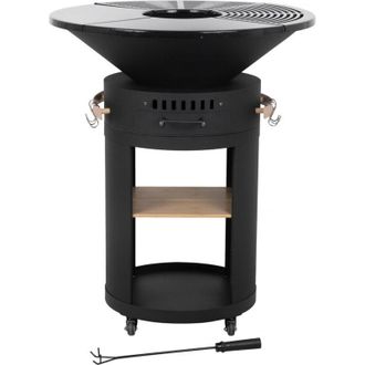 Habitat et Jardin Barbecue plancha brasero &agrave; charbon et bois Cesar premium - &Oslash; 81 cm - Noir