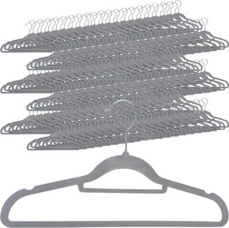 Pearl Reise-Kleiderbügel: 240 rutschfeste Samt-Kleiderbügel, 4,5 kg Tragkraft, dunkelgrau (Raumsparbügel, Spar, Kleiderhacken)