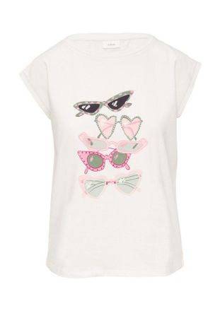 s.Oliver Kurzarmshirt T-Shirt T-Shirt mit Print und Schmucksteinen