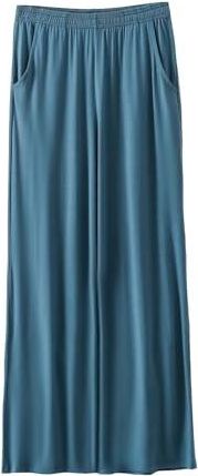 Generic Pantalon ample en modal pour femme, pantalon large grande taille pour femme, couleur unie, pantalon de pyjama l&eacute;ger, taille &eacute;lastique, pantalon de nui