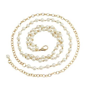 Generic Ceinture en m&eacute;tal pour femme - Crochet de perles - Cha&icirc;ne de taille tendance - D&eacute;coration de perles - Ceinture en m&eacute;tal - Ceinture &agrave; fleurs pour fille