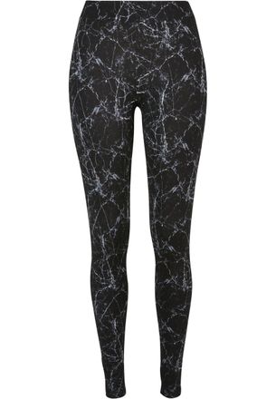 Urban Classics Damen Ladies Soft AOP Leggings Yoga Pants, blackmarble, M