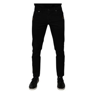 Dolce & Gabbana Homme, Jeans, Noir, Taille: M Slimfit Jeans D&eacute;tail &Eacute;cusson Couronne