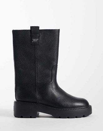 Tommy Jeans Miya Premium-Lederstiefel in Schwarz