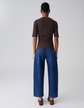 OPUS Kurzarmshirt Feines Rippshirt SUSTAFA Slim aus BCI Cotton Mix