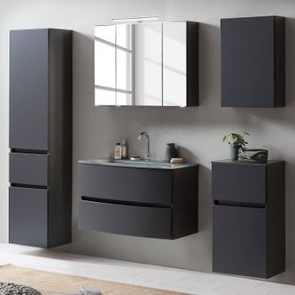 Casa home24 Badezimmerset XVI 5-teilig 160 x 200 x 49cm Grau/Matt Grau