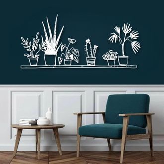 Generic Moderne minimalistische Metall-Wandkunst, Blumen-Wanddeko, botanische Motive, Sukkulenten f&uuml;r Wohnzimmer, Badezimmer, K&uuml;che, Innen- und Au&szlig;enbereich (