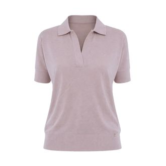 Herno Femme, Tops, Rose, Taille: 38 FR Polo MC Punto Nude Logo Dorado