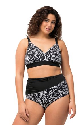 Ulla Popken Damen große Größen Übergrößen Plus Size Bikini, Zweiteiler, Linien, Softcups, verstellbare Träger