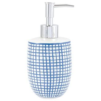Gelco Design 709764 Stria Angelk&ouml;der Seifenspender, Keramik blau und wei&szlig; 6 x 8,5 x 10 cm