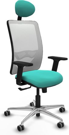 Piqueras y Crespo Arbeitsstuhl Zulema mit 2D-Armen, h&ouml;henverstellbarer Lendenwirbelst&uuml;tze und festem Kopfteil, ausgestattet mit Sincro 3 Positionen und Schneideschaum, 