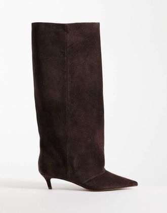 Steve Madden Luca - Bottes montantes &agrave; petit talon en daim - Marron