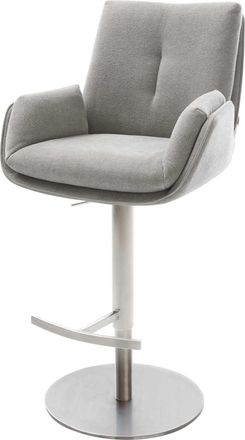 DELIFE Barstuhl Clea-Flex Drehfu&szlig; h&ouml;henverstellbar Edelstahl Strukturstoff Soft Grau drehbar