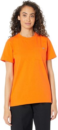 Dickies Damen Kurzärmeliges Taschen T-Shirt, Orange/Abendrot im Zickzackmuster (Sunset Chevron), X-Groß