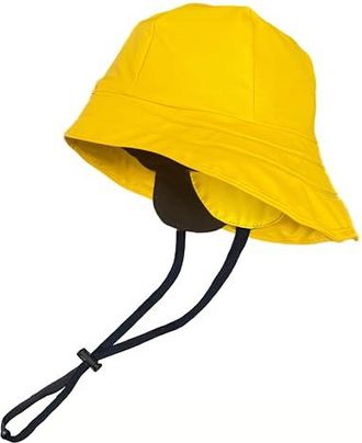Toutacoo Chapeau de Pluie imperméable, Jaune, Unisexe, à Large Bord, avec jugulaire et protège Oreilles, intérieur Polaire (02- Jaune)