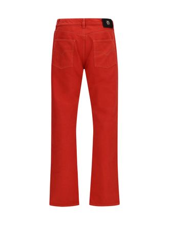 Versace Straight-Leg Cotton Denim Jeans - Red