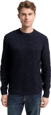 Tom Tailor Herren 1048712 Strickpullover mit Strukturmix, 36942-navy Melange Multi neps, XL