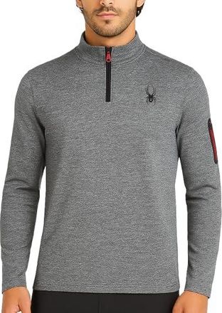 Spyder Chemise de sport pour homme - Chandail &agrave; manches longues avec fermeture &eacute;clair quart de cercle - T-shirt dentra&icirc;nement l&eacute;ger et ajust&eacute; pour homme (S-X