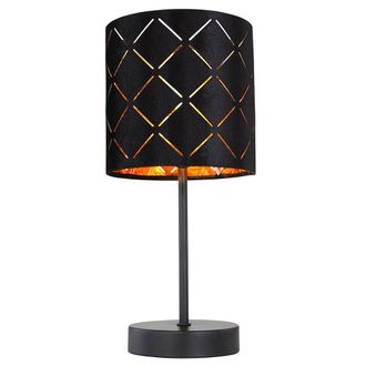 Globo Lighting Tischleuchte Beistellleuchte LED Tischlampe Wohnzimmerlampe Musterleuchte Designlampe mit Textilschirm, Metall schwarz, 5W 470lm warmwei&szlig;, DxH 15x35 c