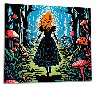 Wallario Herdabdeckplatte/Spritzschutz aus Glas, 2-teilig, 60x52cm, für Ceran- und Induktionsherde, Magischer Waldpfad