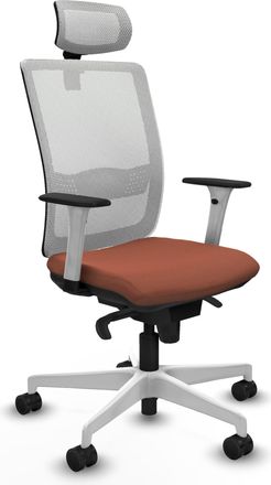 Piqueras y Crespo Schreibtischstuhl in Beige und Wei&szlig;, Haches mit wei&szlig;en und schwarzen Armlehnen, h&ouml;henverstellbare Lendenwirbelst&uuml;tze und h&ouml;henverstellbares Kopfteil, 