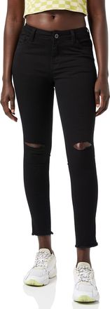 Urban Classics Damen Ladies Cut Knee Pants Hose, Schwarz (Black 7), 27W / 30L EU