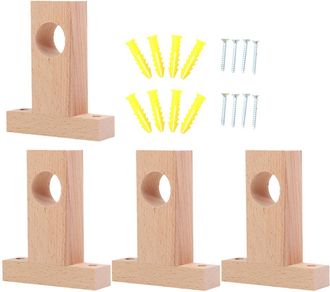 OSALADI Gardinenstangenhalterungs-set Aus Holz 4er-pack Decken- Und Wandmontagehalterungen