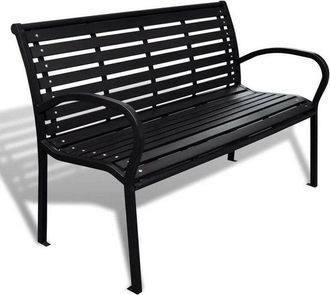 Les Tendances Banc de jardin WPC et m&eacute;tal noir Etrino