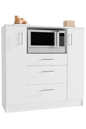 MID.YOU Mid.you Buffet, Wei&szlig;, Metall, 3 Schubladen, 109x110x40 cm, K&uuml;chen, K&uuml;chenm&ouml;bel, Buffetschr&auml;nke