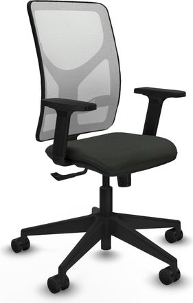 Piqueras y Crespo Bequemer Schreibtischstuhl aus Netzstoff, verstellbar, mit schwarzen Armlehnen, h&ouml;henverstellbare Lendenwirbelst&uuml;tze, 3 Positionen, Wei&szlig; / Schwarz