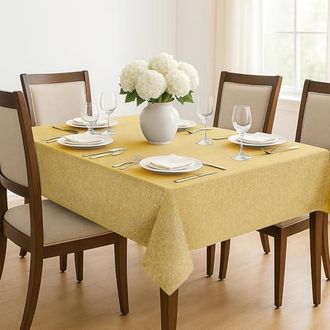 Deconovo Nappe Effet imperm&eacute;able Nappe Restaurant Lavable en Machine Nappe Robuste pour Salon Protection de Table Lavable Facile dentretien, 130x280 cm, Jaune,
