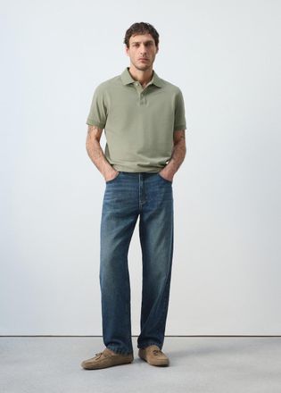 Mango Polo regular-fit piqu&eacute; coton vert menthe - Homme - XXL - MANGO MAN