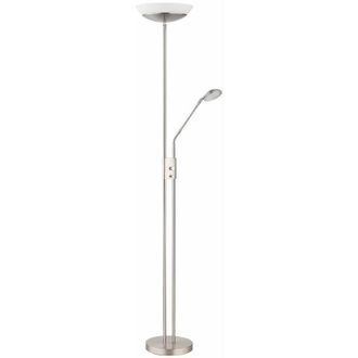 Globo Lighting Lampadaire led plafonnier projecteur lampe de salon chambre &agrave; coucher, m&eacute;tal verre plastique nickel satin&eacute;, dimmable Flexo orientable, 18W 1370lm