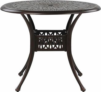 Beliani Beliani - Gartentisch dunkelbraun Aluminium runde Form Bistro Retro-Optik