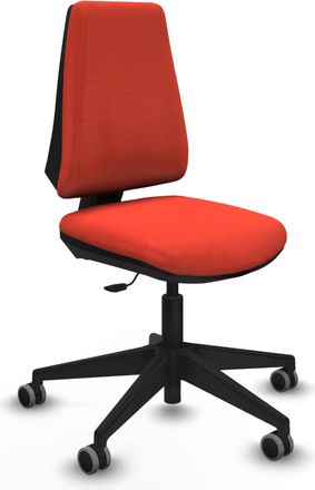 Piqueras y Crespo Elche gepolsterter Drehstuhl ohne Armlehnen. Ausgestattet mit Permanentkontakt und Schneidschaum. Mit Rollen von 65 mm, Parkett, Dunkelorange